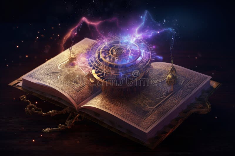 Open Magic Book Aged. Generate Ai Stock Illustration - Illustration of ...