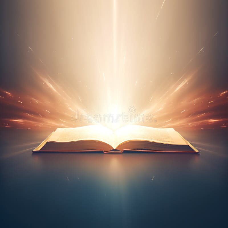 An Open Magic Book with Bright Sparkling Light Rays. Stock Illustration ...