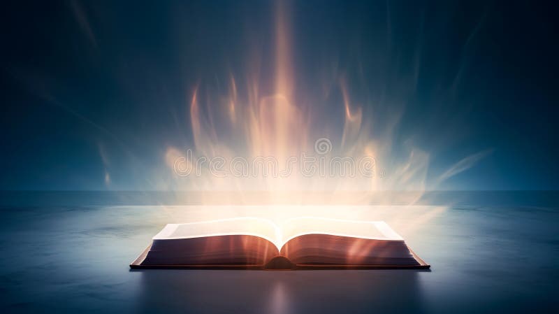 An Open Magic Book with Bright Sparkling Light Rays. Stock Illustration ...