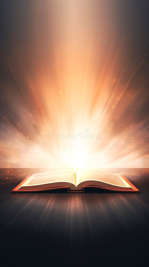 An Open Magic Book with Bright Sparkling Light Rays. Stock Illustration ...