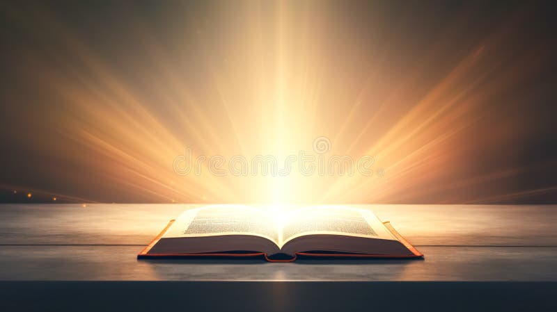 An Open Magic Book with Bright Sparkling Light Rays. Stock Illustration ...
