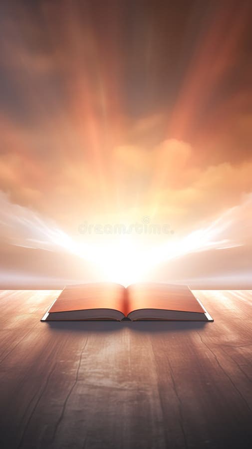 An Open Magic Book with Bright Sparkling Light Rays. Stock Illustration ...
