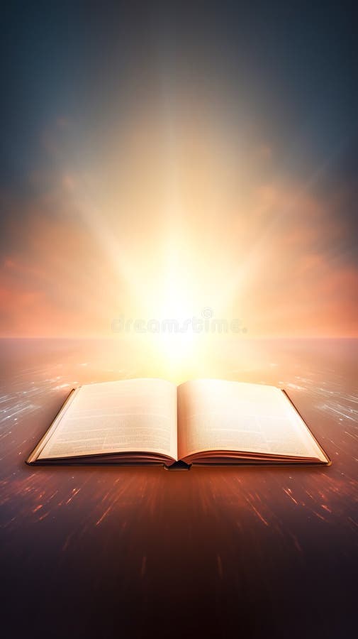 An Open Magic Book with Bright Sparkling Light Rays. Stock Illustration ...