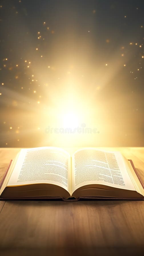 An Open Magic Book with Bright Sparkling Light Rays. Stock Image ...