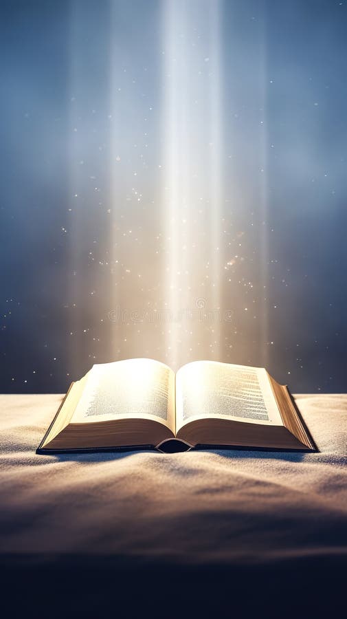 An Open Magic Book with Bright Sparkling Light Rays. Stock Image ...
