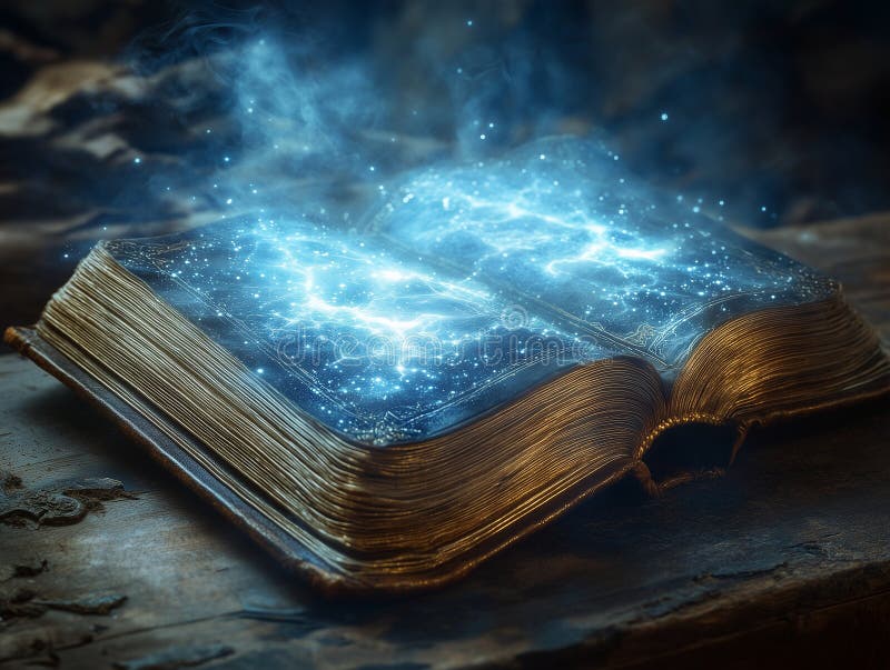 Open magic book stock illustration. Illustration of ancient - 362404254
