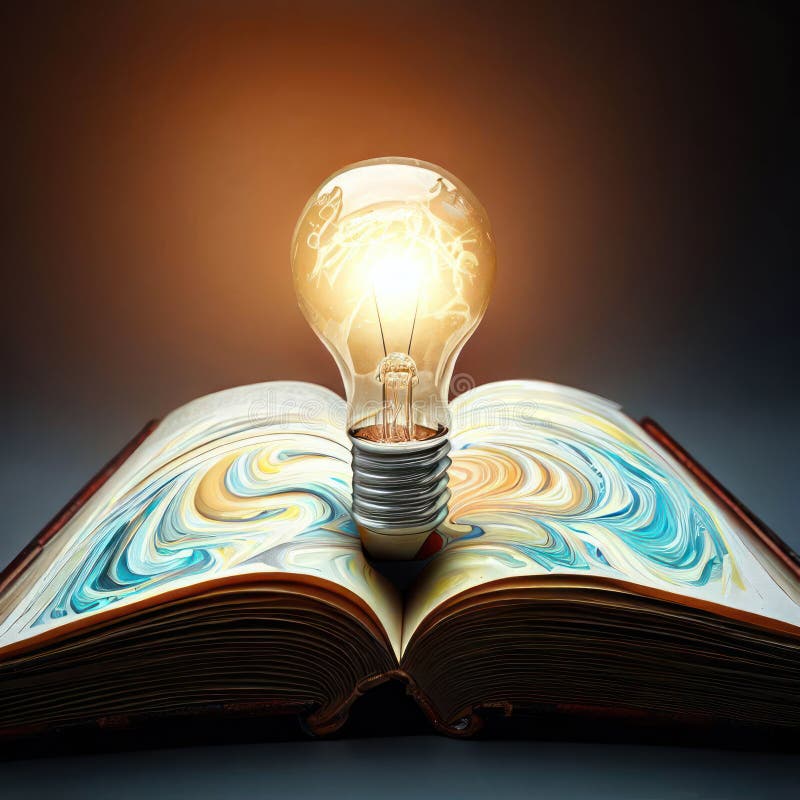 An Open Magic Book Encourages Ideas To Shine.Knowledge-increasing ...
