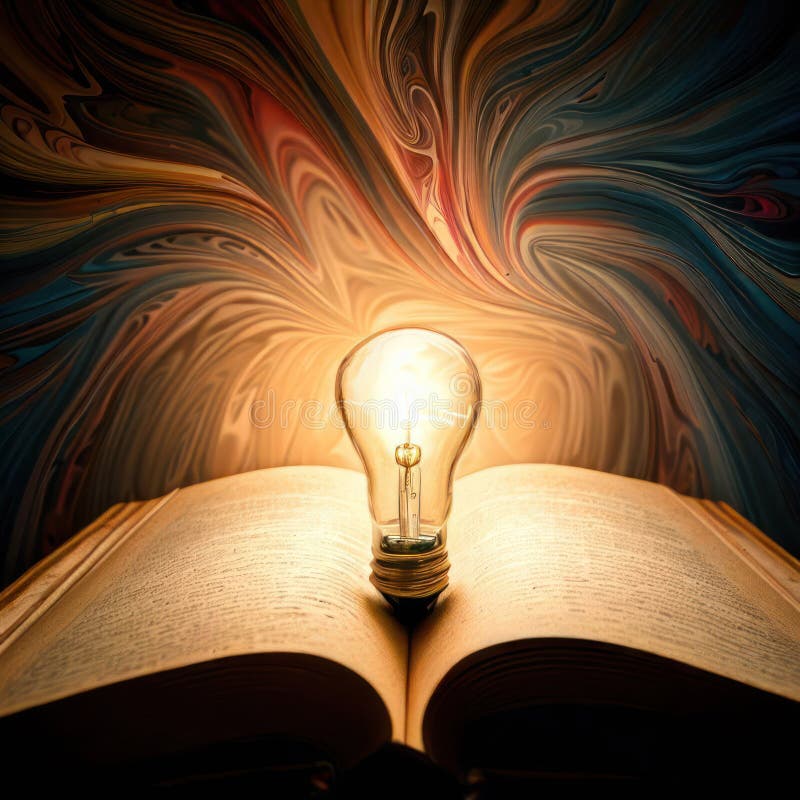 An Open Magic Book Encourages Ideas To Shine.Knowledge-increasing ...