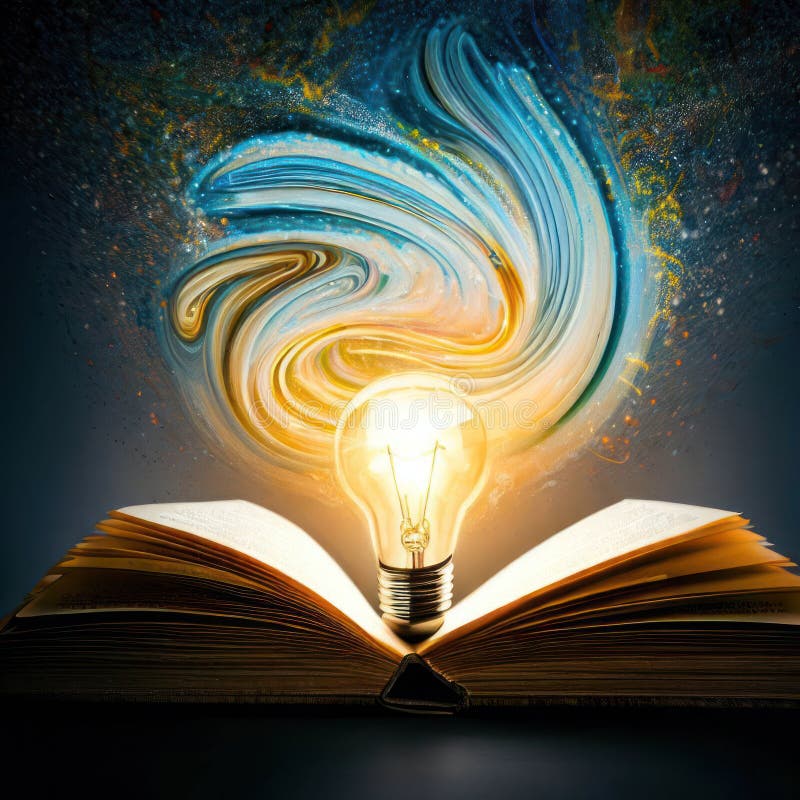 A Magic Book Emitting Flames from the Book Inside a Dark Room ...