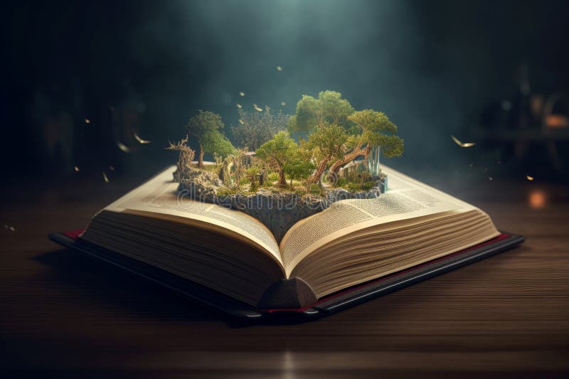 Open Magic Book Forest. Generate Ai Stock Illustration - Illustration ...