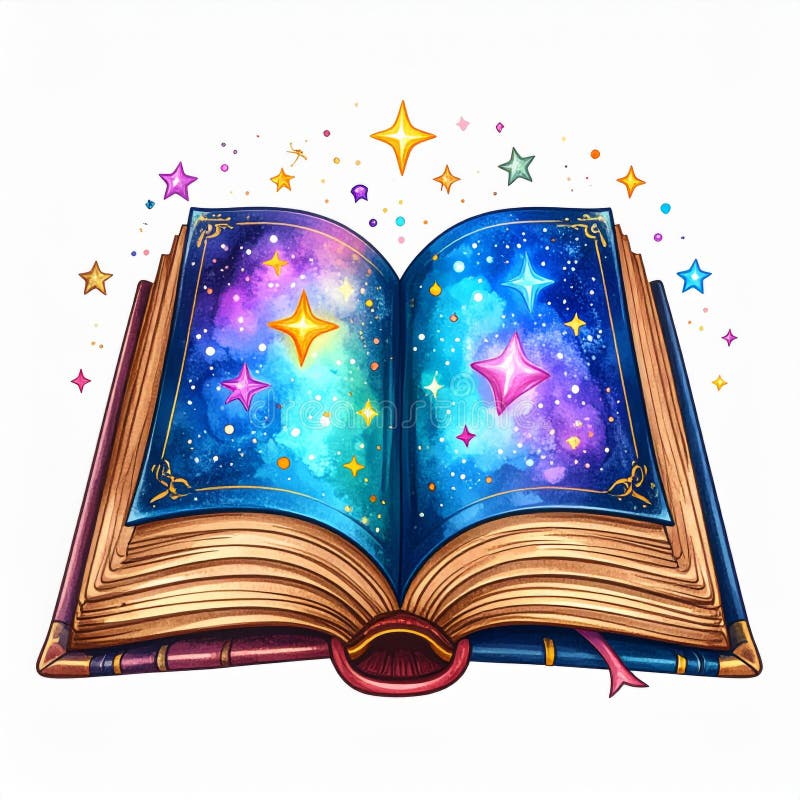 Open Magic Book with Galaxy and Stars Pixel Art Stock Illustration ...