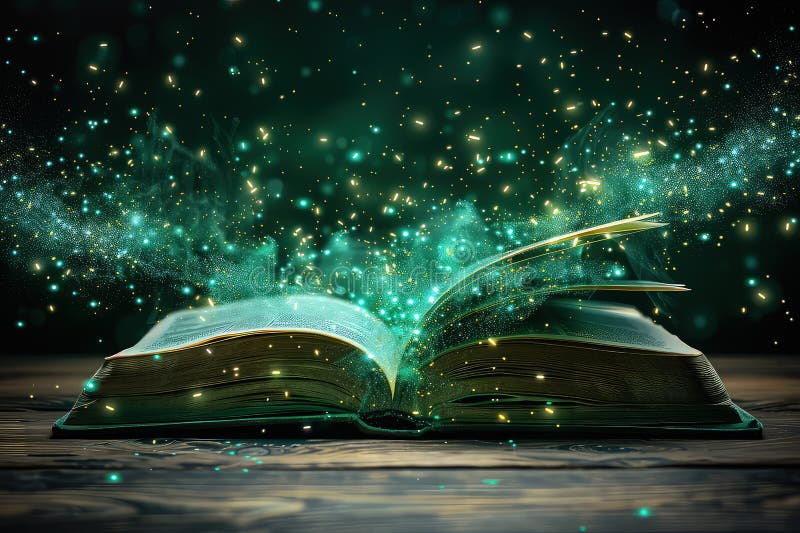 Open Magic Book with Glowing Pages. Stock Image - Image of mystic ...