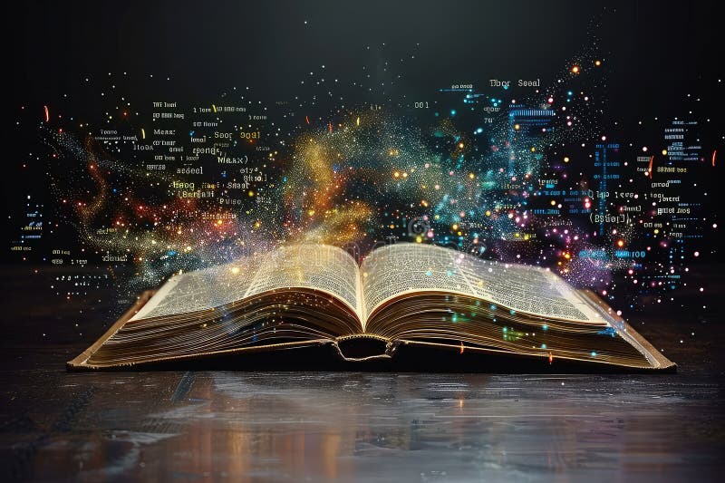 Open Magic Book with Glowing Pages. Stock Image - Image of mystic ...