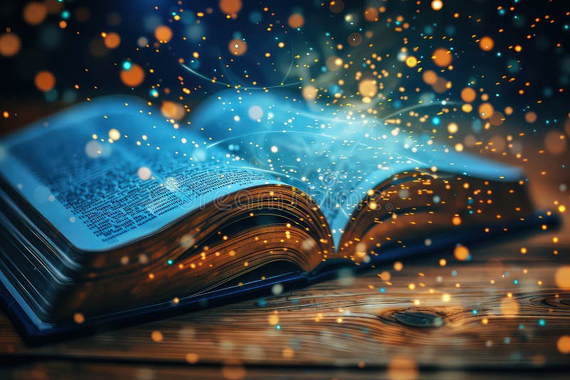 Open Magic Book with Glowing Pages. Stock Image - Image of mystic ...
