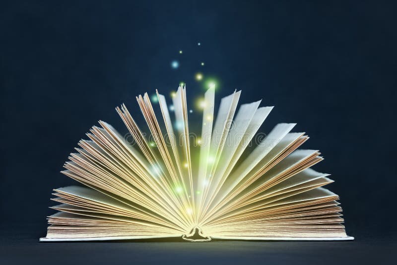 Open Book with Light Inside Stock Photo - Image of education, pages ...