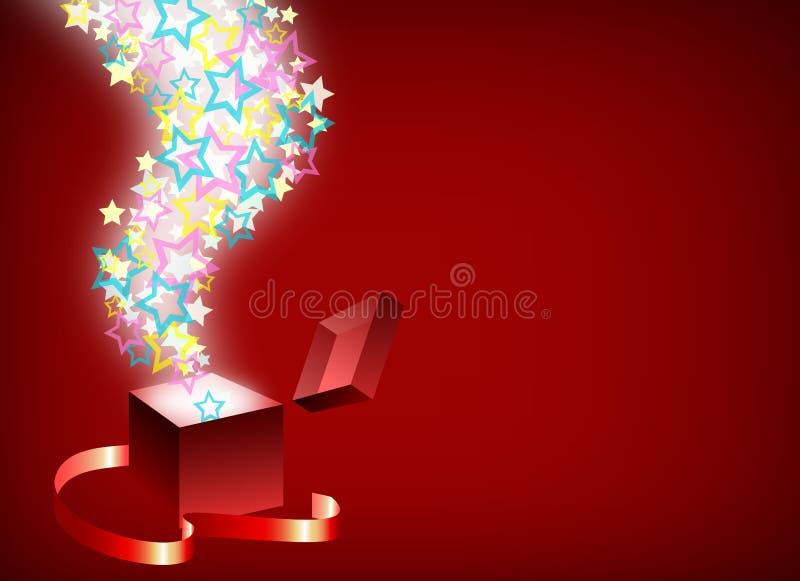Open magic gift box stock illustration. Illustration of happy - 26752015
