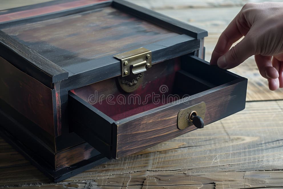 Open Magic Trick Box with a Secret Drawer Being Pulled Out Stock ...