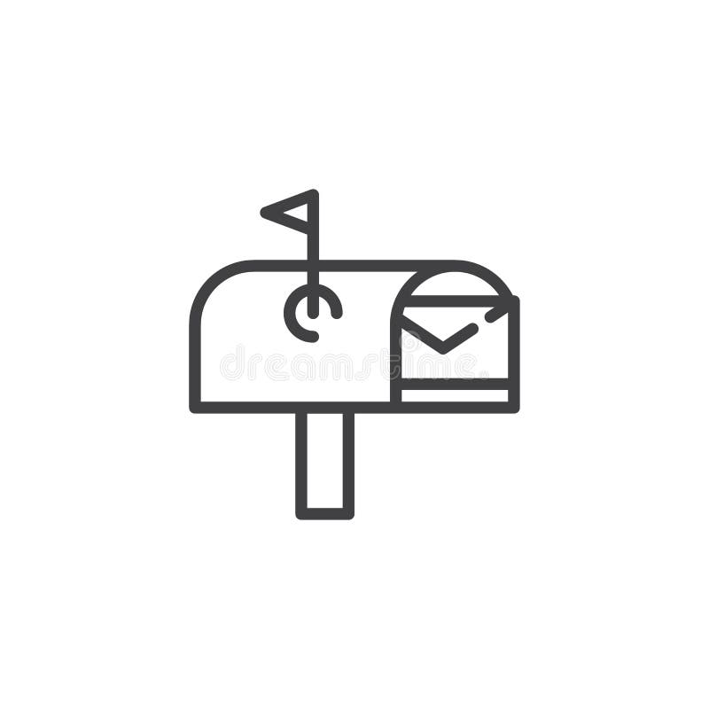 Open Mail Box with Envelope Line Icon Stock Vector - Illustration of ...