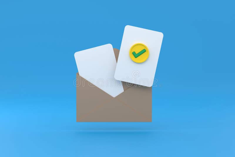 Open Mail Envelope Icon with Check Mark Isolated. Render Approvement ...
