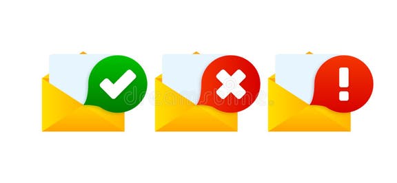 Open Mail Envelope Icon Collection with Marker Approved, Rejected and ...