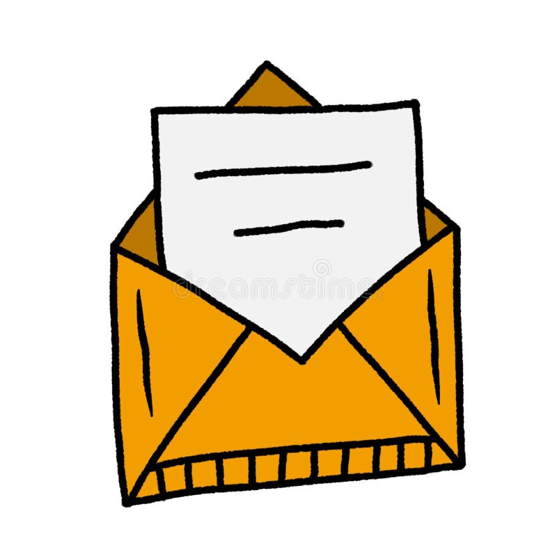 An Open Mail Envelope with a Piece of Paper Stock Photo - Illustration ...