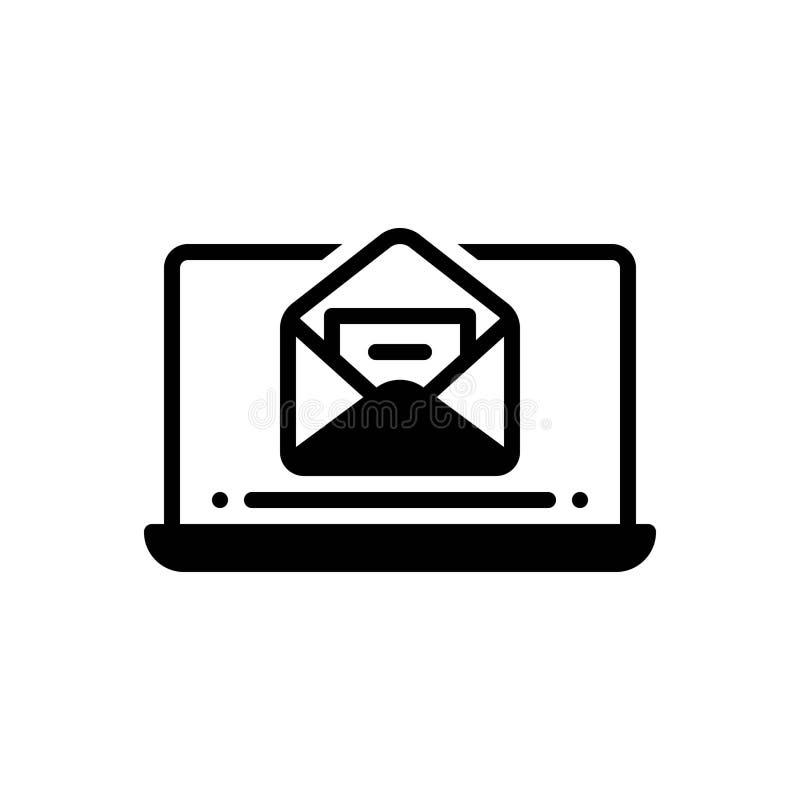 Black Solid Icon for Open Mail, Mail and Webmail Stock Vector ...