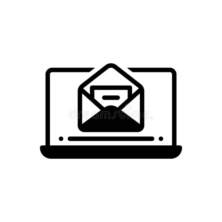 Black Solid Icon for Open Mail, Mail and Webmail Stock Vector ...