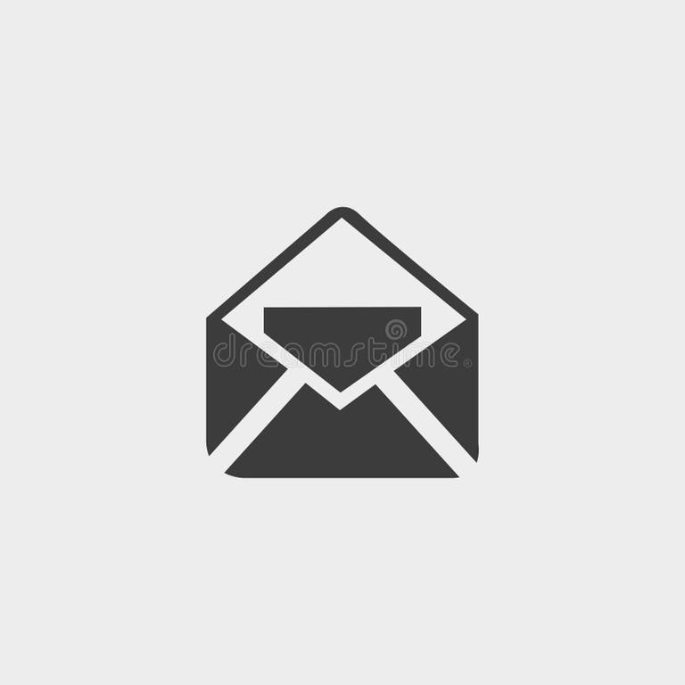 Open Mail Icon in a Flat Design in Black Color. Vector Illustration ...