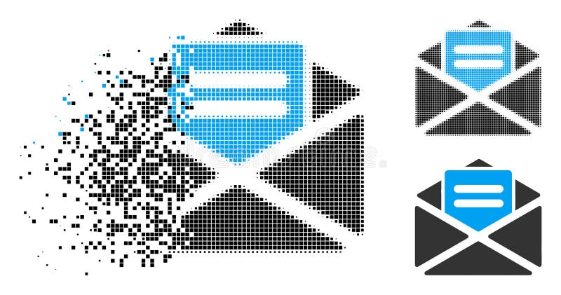 Disintegrating Dotted Halftone Open Mail Icon Stock Vector ...