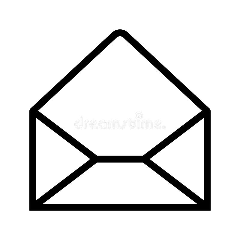 Open Email Icon Line Isolated on White Background. Black Flat Thin Icon ...