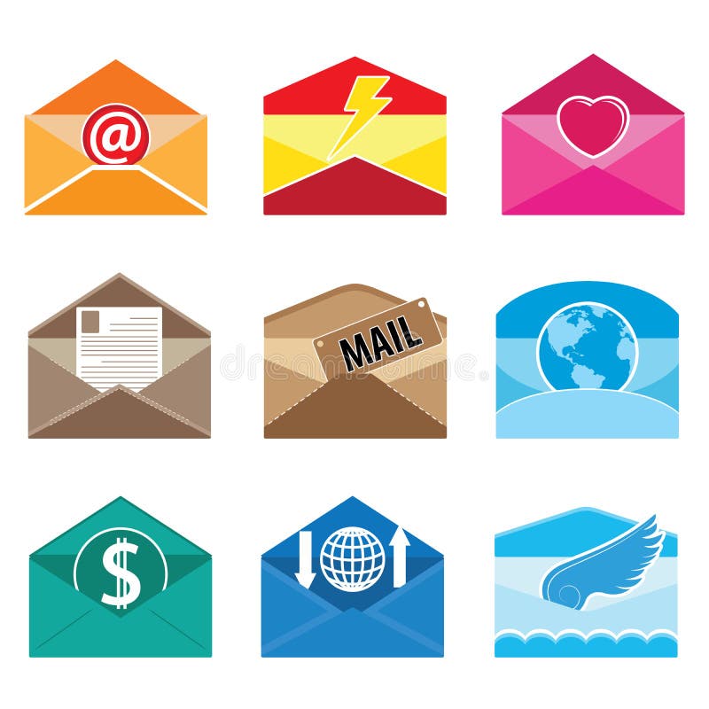 Open Mail Letter Communication Vector and Icon Stock Vector ...