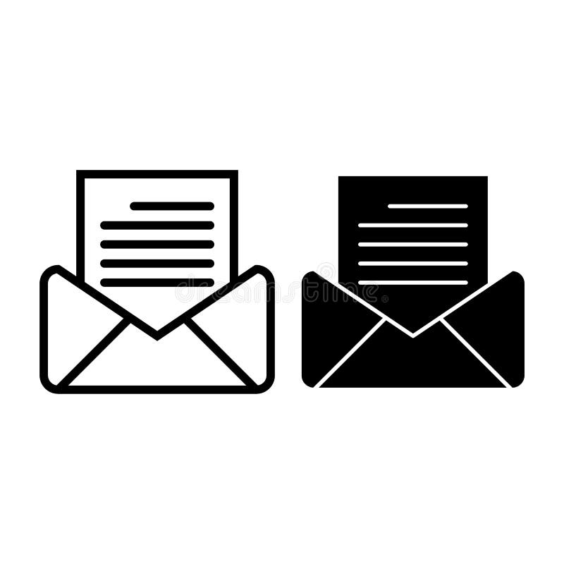 Open Mail Line and Glyph Icon. Letter with Envelope Vector Illustration ...