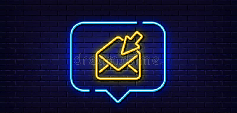 Open Mail Line Icon. View Message Correspondence Sign. Neon Light ...
