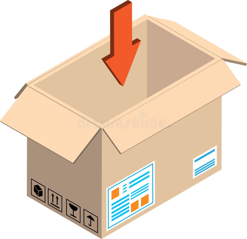 Open Mailbox and Down Arrow Illustration in 3D Isometric Style Stock ...