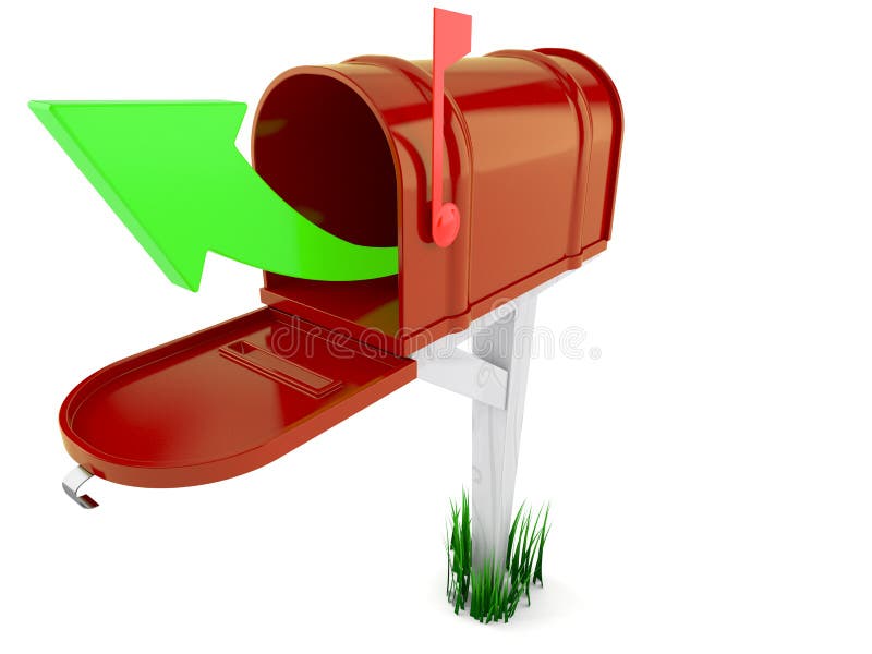 Open Mailbox with Green Arrow Stock Illustration - Illustration of ...