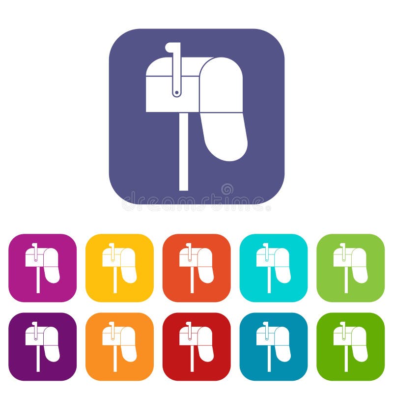 Open mailbox icons set stock vector. Illustration of inside - 96298826