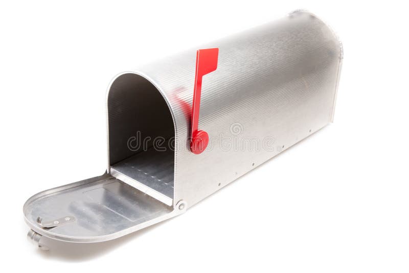 Open Mailbox Isolated on White Stock Image - Image of silver, open ...