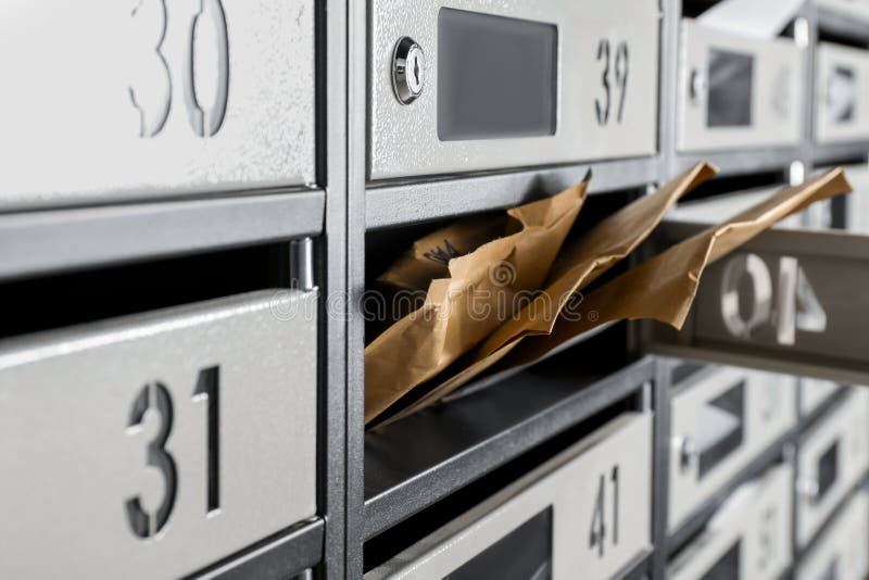 Open Mailbox with Keyhole, Number and Envelopes, Closeup Stock Image ...