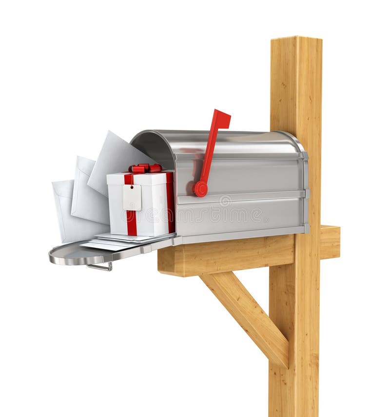 Open Mailbox with Mail and Gift Stock Image - Image of form ...