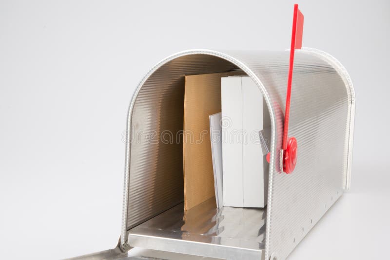 Open Mailbox Isolated on White Stock Image - Image of silver, open ...