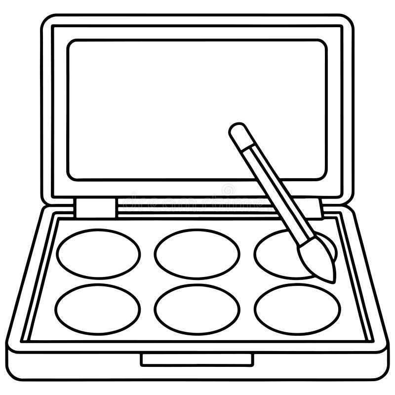 Open Makeup Palette with Brush Ready for Application Stock Vector ...