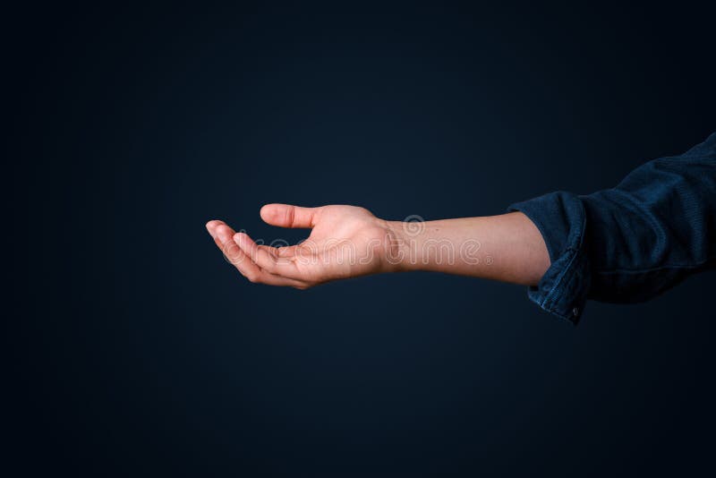 Open Male Hand in Grey Blueisch Background Stock Photo - Image of ...