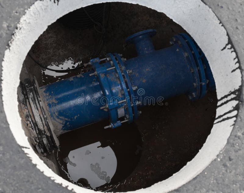 Open Manhole in the Concrete Block Stock Photo - Image of ...