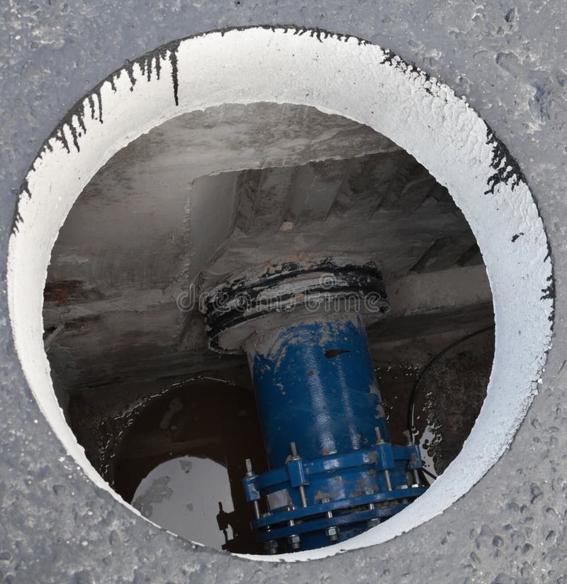 Open Manhole in the Concrete Block Stock Photo - Image of coupling ...