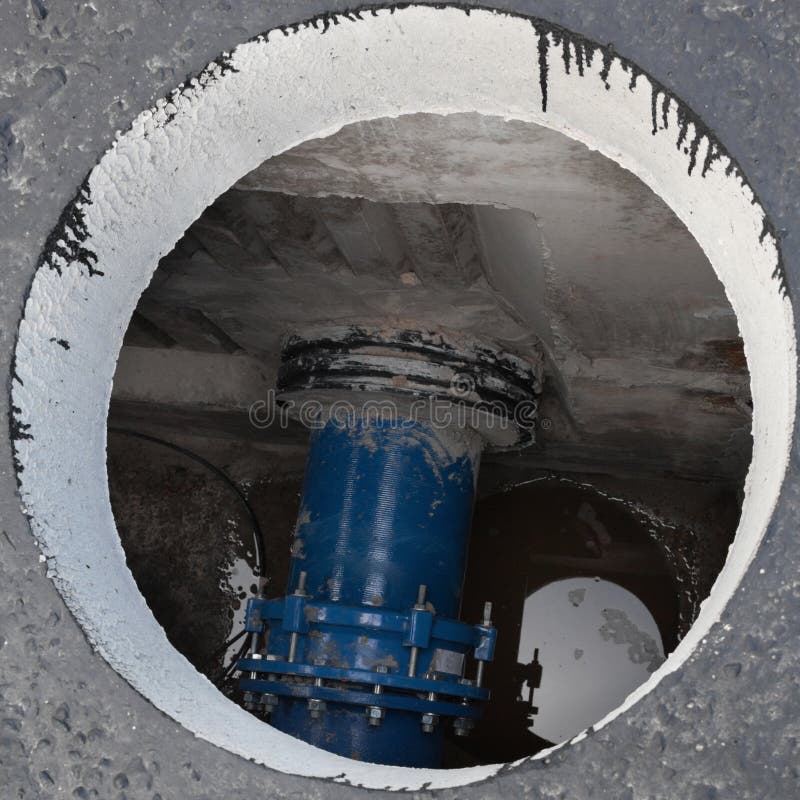 Open Manhole in the Concrete Block Stock Photo - Image of drain, metal ...