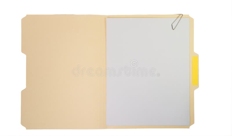 Open Manilla File Folder with Blank Pages and Blank Label Stock Image ...