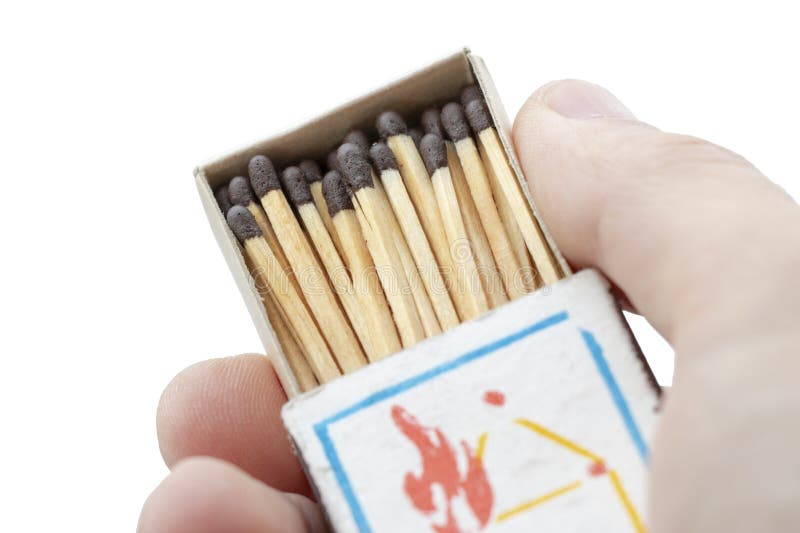 Open Matchbox in Hand Isolated on White Stock Image - Image of hand ...