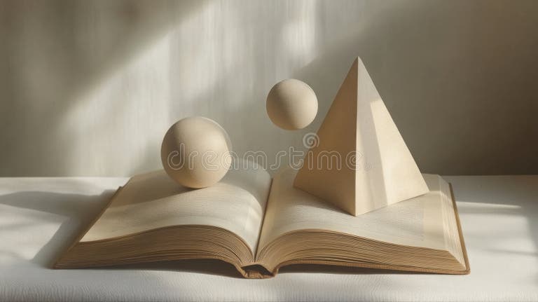 Open Math Textbook with Geometric Shapes Creates a Modern Study Space ...