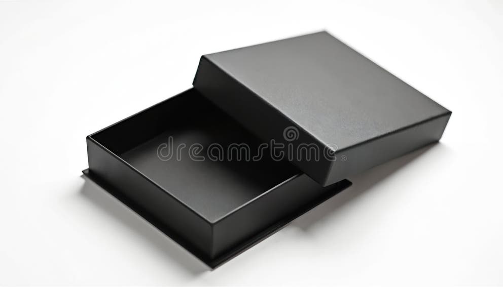 Open Matte Black Square Gift Box Presented on Clean White Background ...