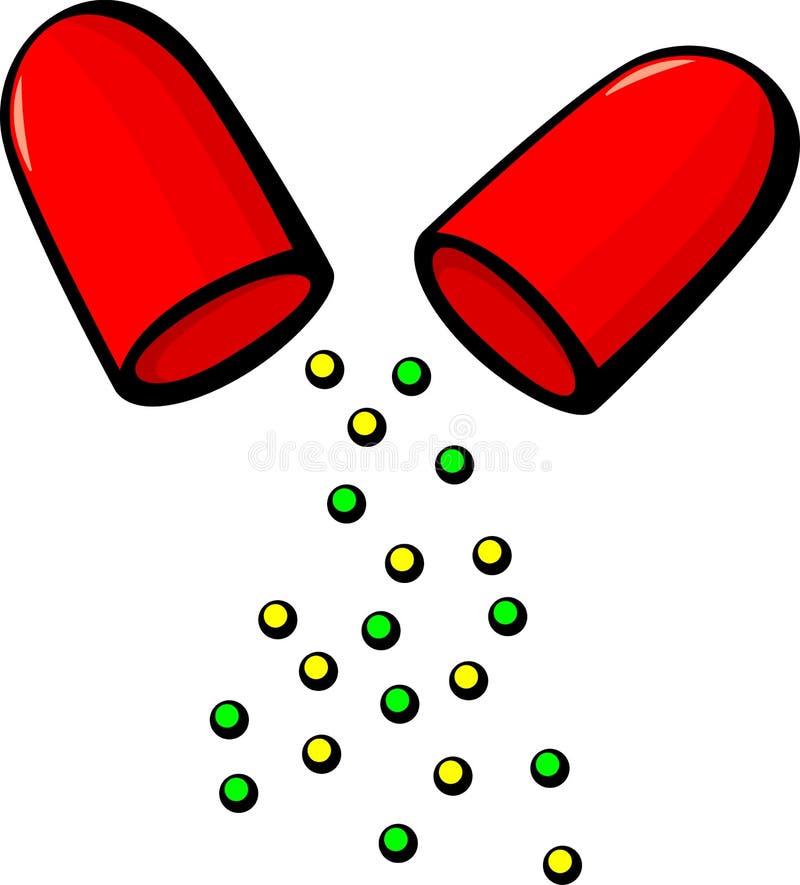 Open Medicine Pill or Capsule Vector Illustration Stock Vector ...